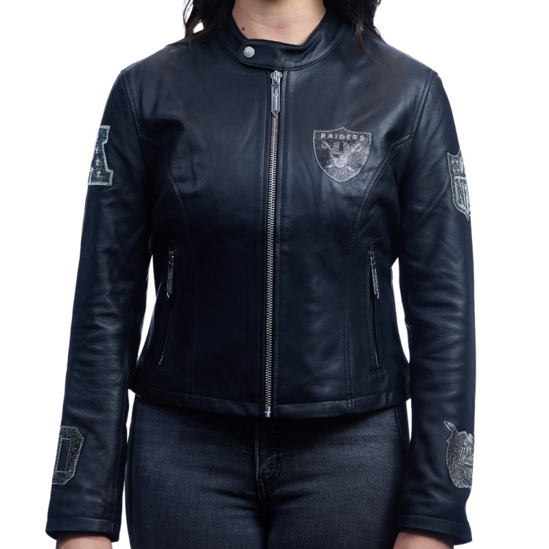 JEFF HAMILTON WOMENS CRYSTAL BIKER JACKET